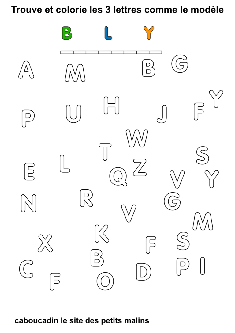 30 fiches maternelles : trouve et colorie les 3 lettres - caboucadin