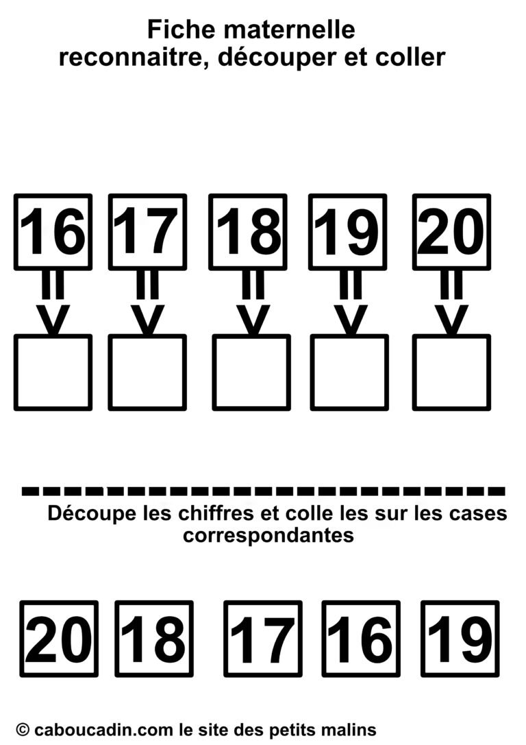 20 fiches maternelles maths avec du découpage et collage - caboucadin