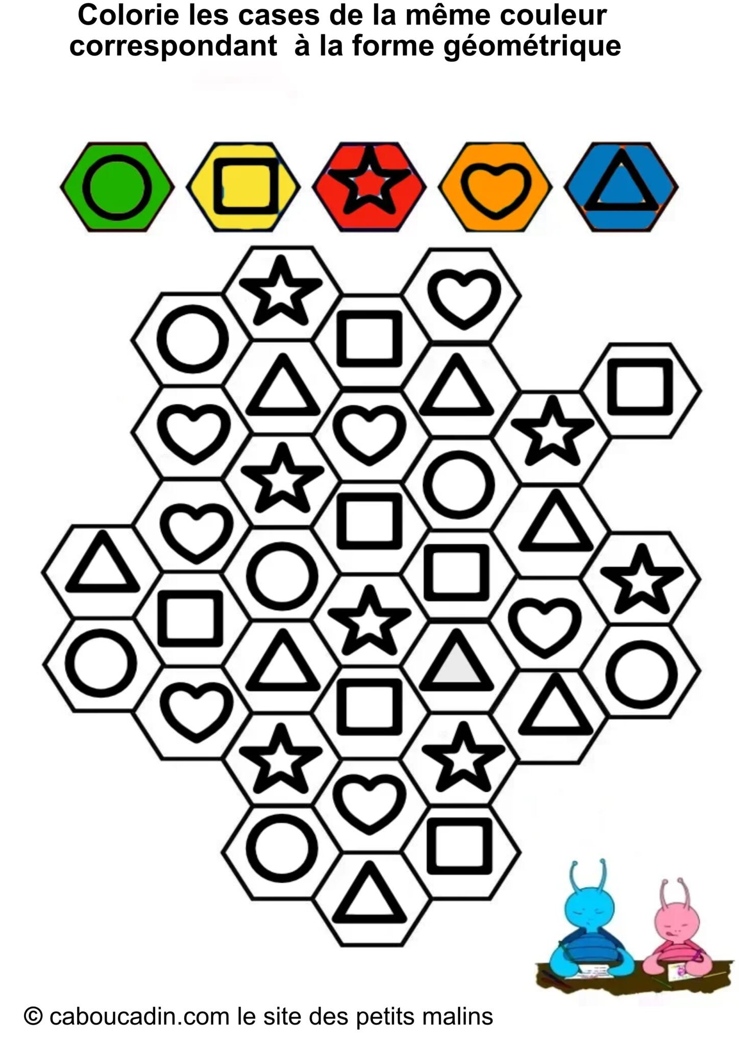 12 fiches maternelles : reconnaitre les formes géométriques - caboucadin