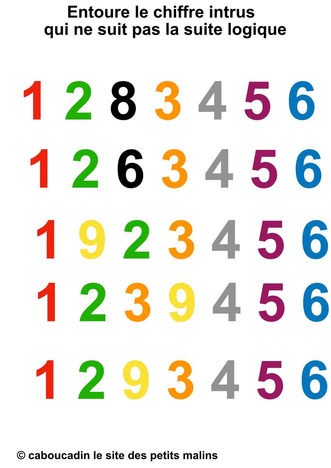 15 fiches maternelles mathématiques : Trouve et entoure les chiffres ...