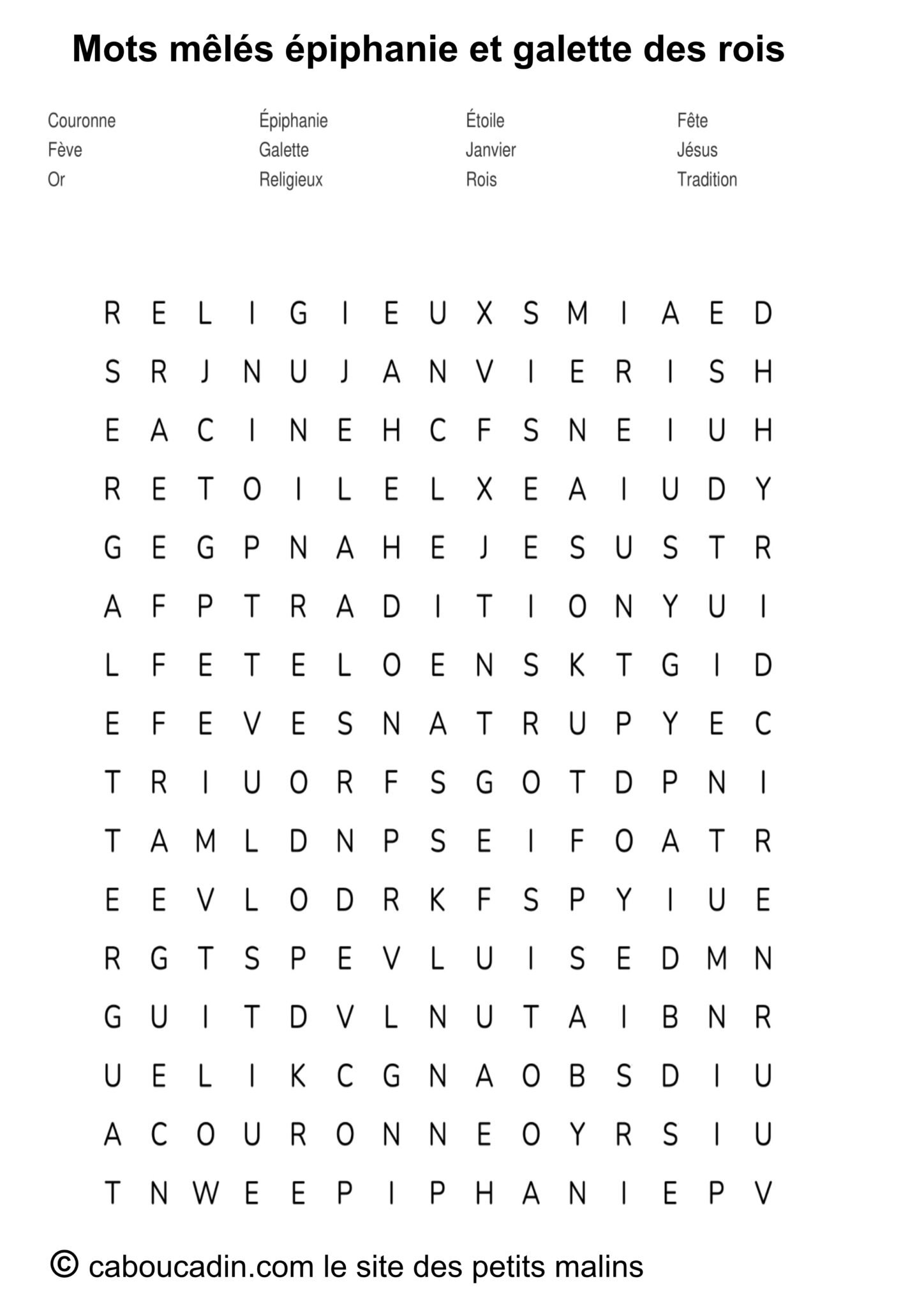 10 grilles de mots mêlés épiphanie et galette des rois - caboucadin