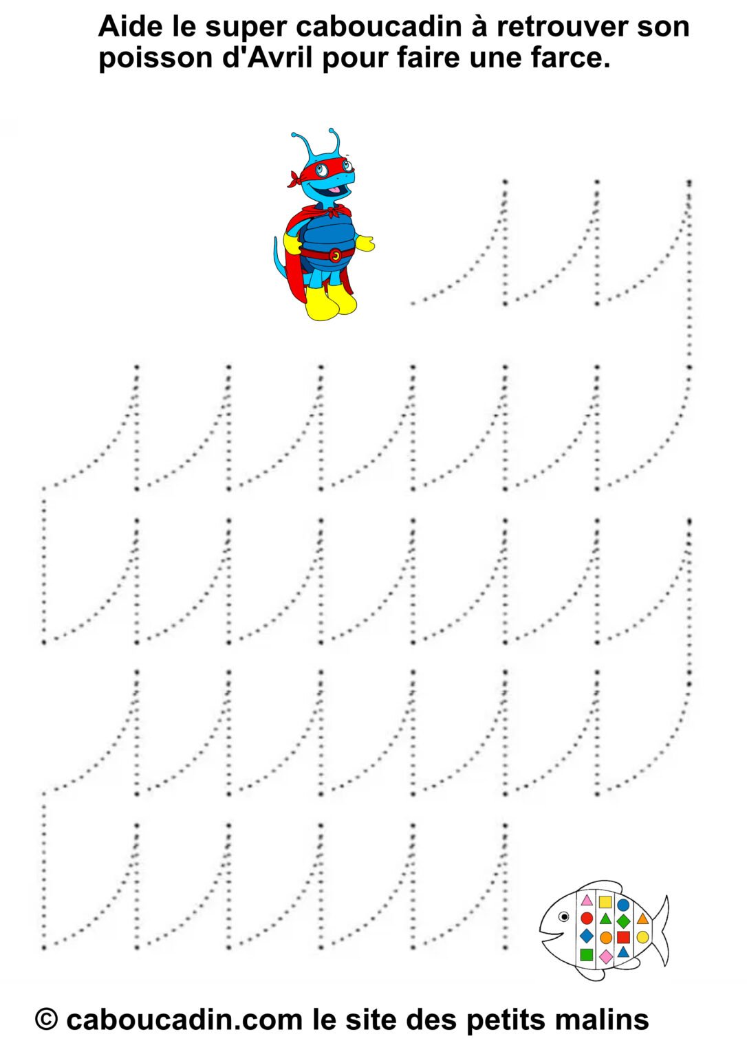 20 fiches graphismes maternelle avec un poisson d'Avril - caboucadin