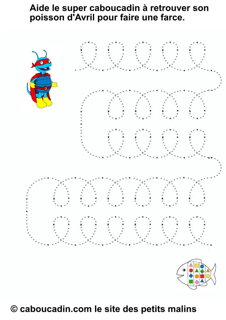 20 fiches graphismes maternelle avec un poisson d'Avril - caboucadin
