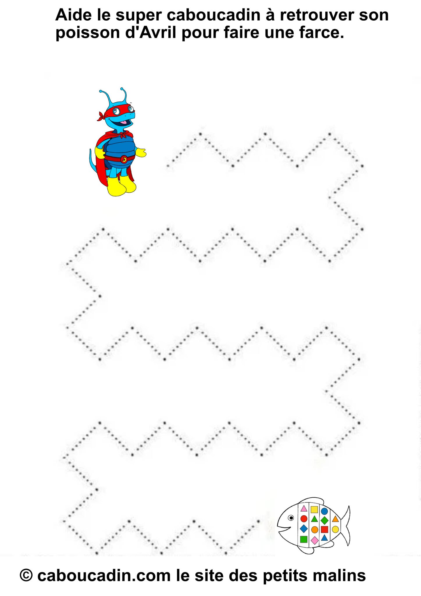20 fiches graphismes maternelle avec un poisson d'Avril - caboucadin