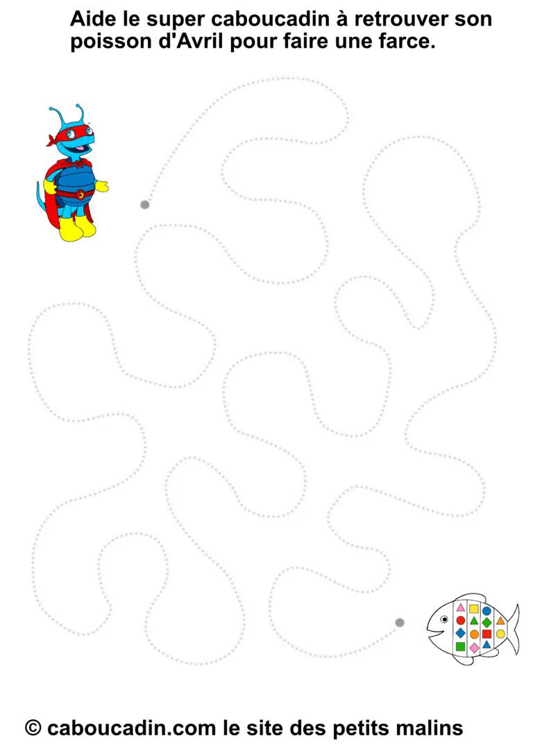20 fiches graphismes maternelle avec un poisson d'Avril - caboucadin