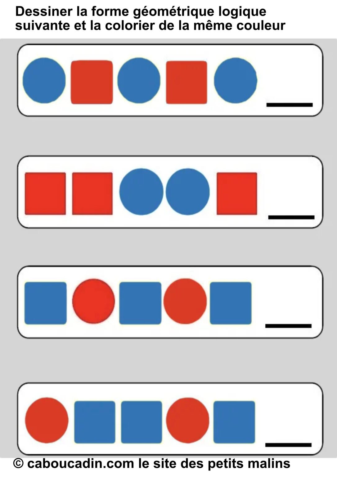 10 fiches maternelles suites de couleurs - caboucadin