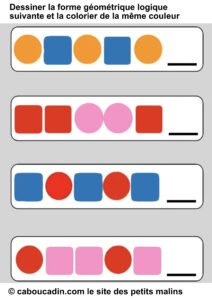 10 fiches maternelles suites de couleurs - caboucadin