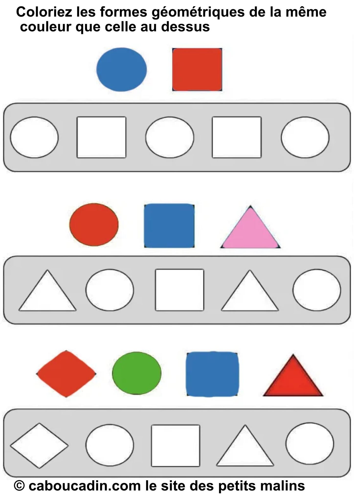 50 fiches pour reconnaitre les différentes formes géométriques - caboucadin