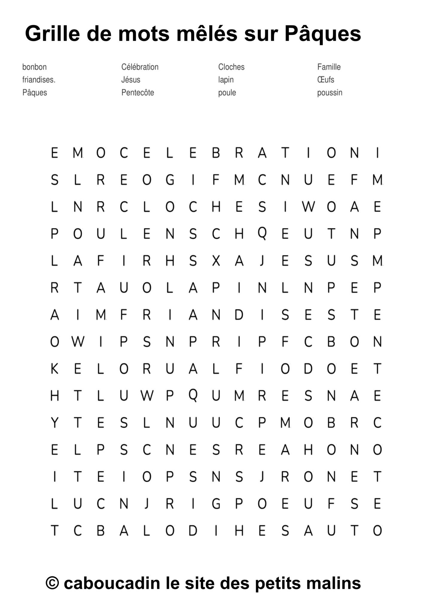 15 grilles de mots mêlés sur le thème de Pâques : apprendre en s ...