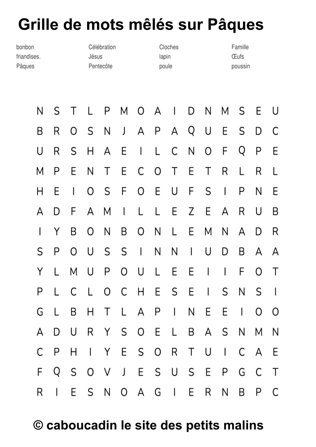 15 grilles de mots mêlés sur le thème de Pâques : apprendre en s ...