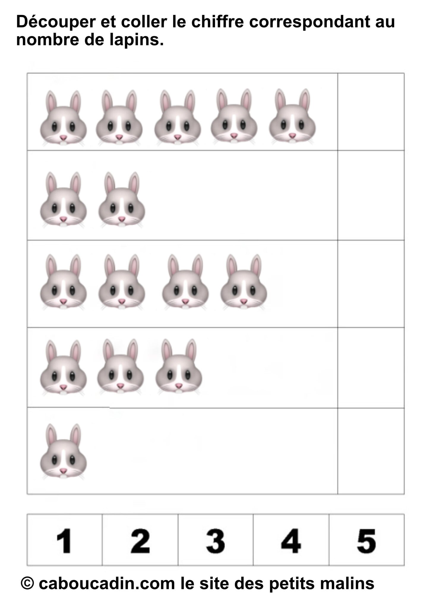 10 Fiches maternelles de Pâques : Compter les petits lapins ! - caboucadin