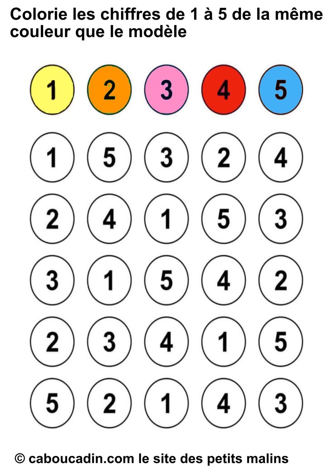 10 fiches maternelle pour apprendre à compter jusqu'à 5 - caboucadin